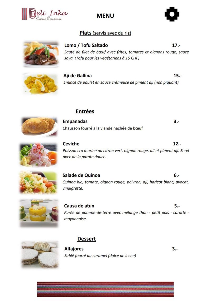 Nos menus – Deli Inka